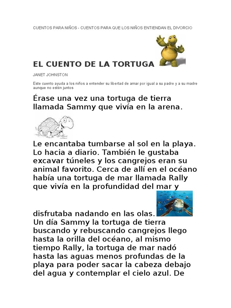 Cuento de La Tortuga (Para Entender El Divorcio) Janet Johnston | PDF ...