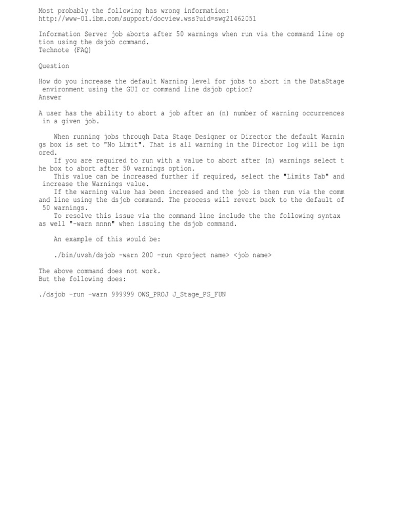 Dsjob Command With Warn Command in DataStage | PDF | Command Line Interface | Information Technology