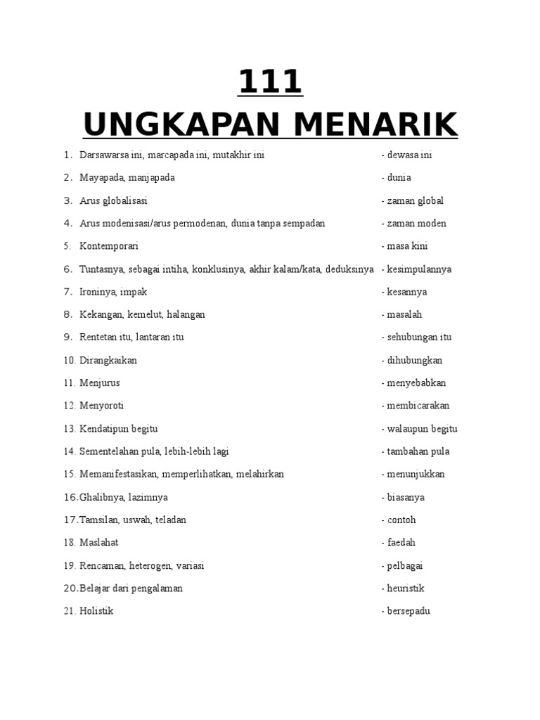 111 Ungkapan Menarik | PDF