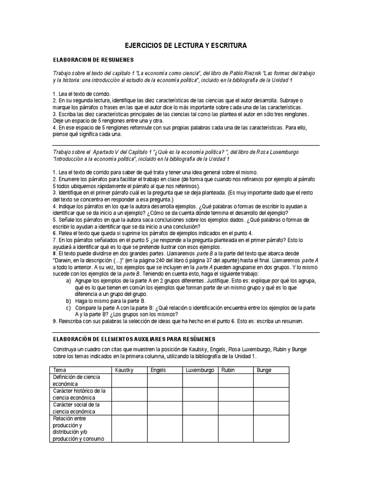 Ejercicios de Lectura y Escritura para El Blog | PDF | Comillas ...