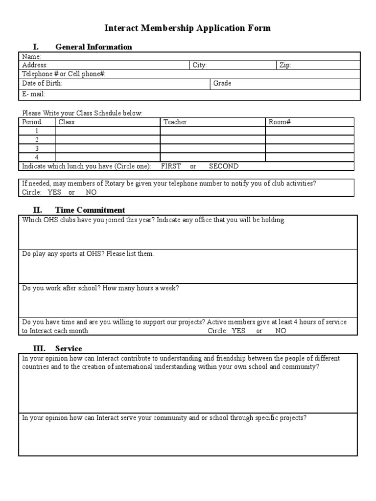 Interact Membership Application Form | PDF | Communication