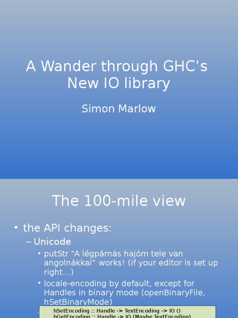 A Wander Through Ghc S New Io Library Pdf Integer Computer Science