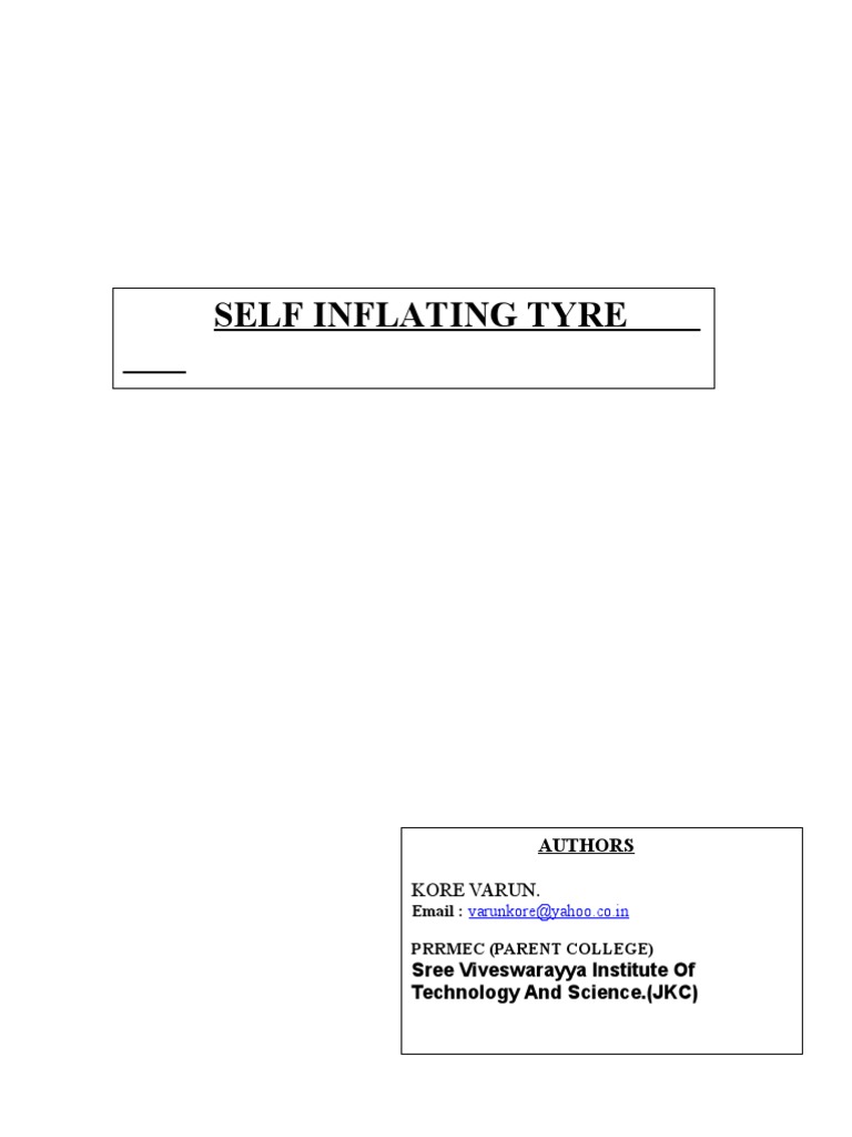 Self Inflating Tyre System.: Authors | PDF | Tire | Pump