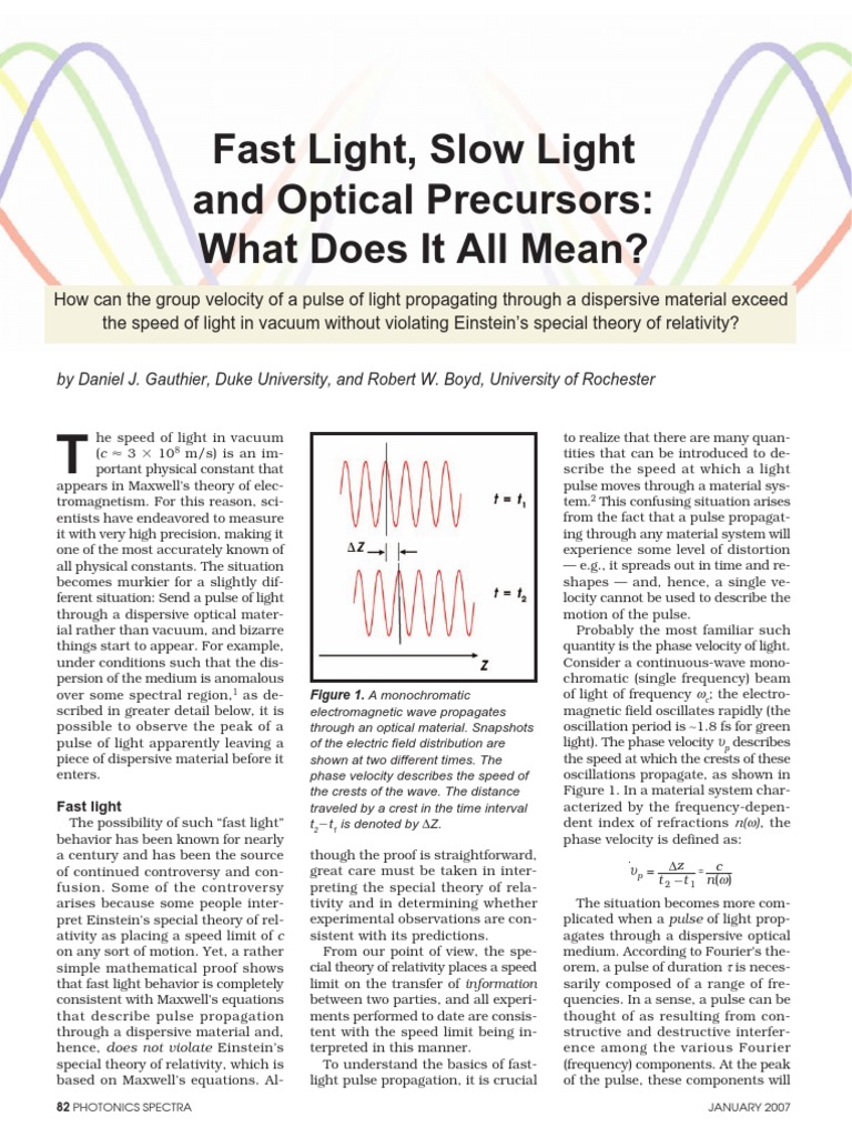 Photonic S Spectra Fast Light Slow Light 2007 | PDF | Dispersion ...