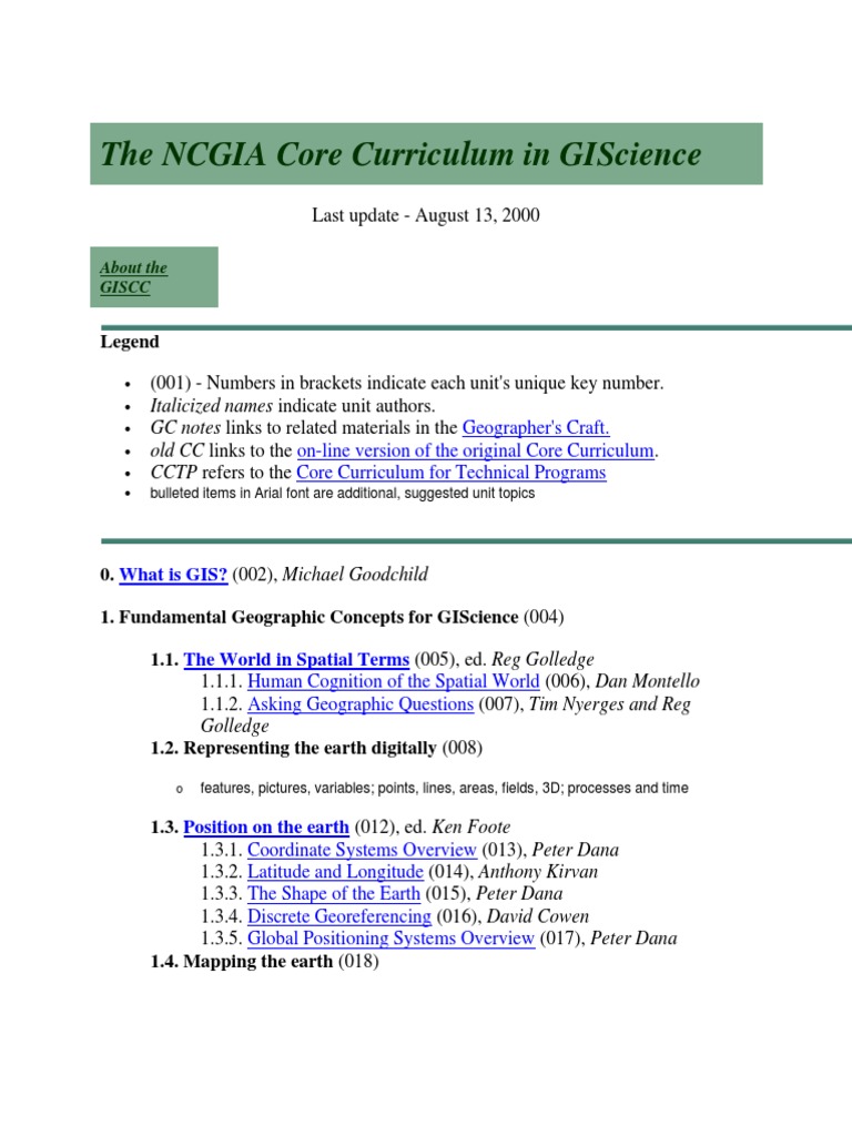 The Ncgia Core Curriculum in Giscience: Legend | PDF | Geographic ...