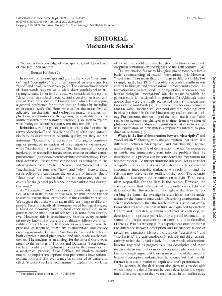 Descriptive Versus Mechanistic Science | Download Free PDF | Scientific ...