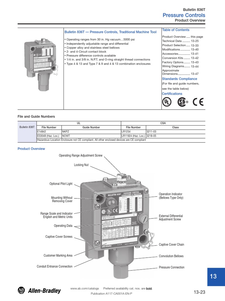 Bulletin 836T - Pressure Controls, Traditional Machine Tool | PDF ...