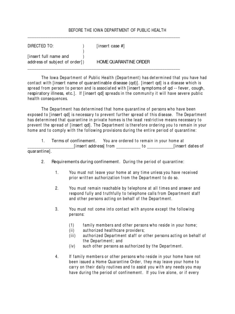 Iowa Quarantine Home Order | PDF | Quarantine | Ambulance