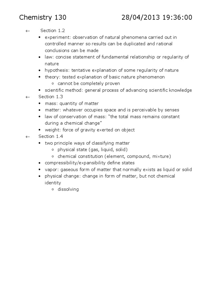 CHEM 130 Notes | PDF | Ion | Chemistry