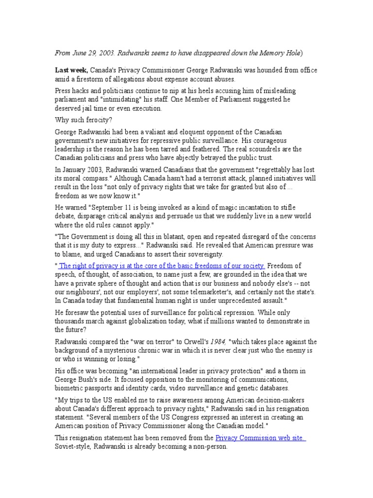 Flashback-Canada Destroys A Defender of Freedom | PDF | Surveillance ...