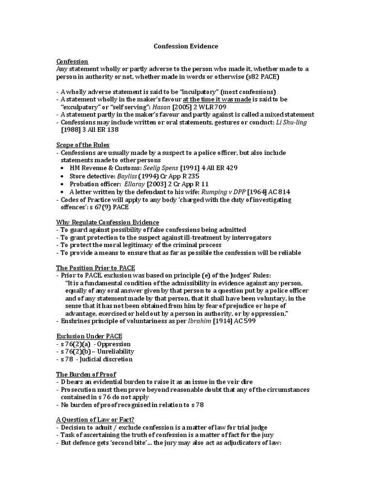 Confession Evidence | PDF | Confession (Law) | Evidence (Law)