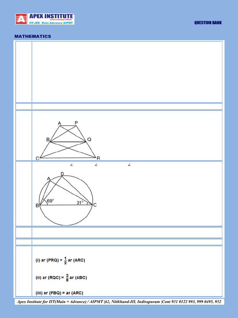 Mathematics Question Bank For Summative Assesment | PDF | Circle | Area