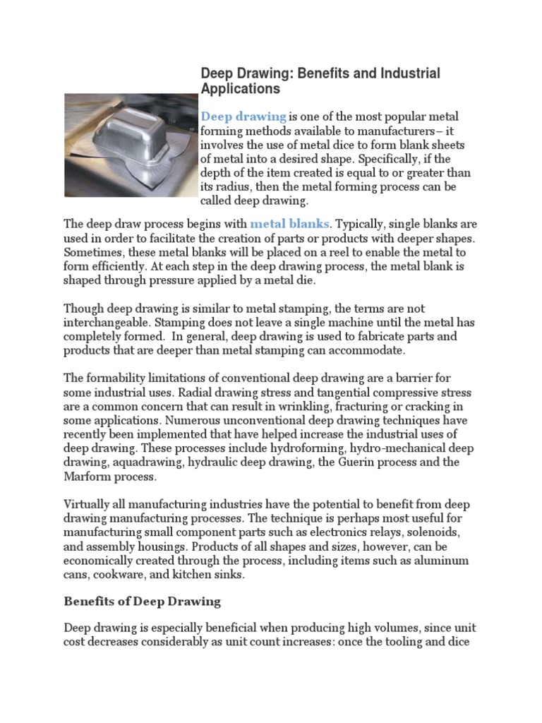 Deep Drawing: Benefits and Industrial Applications | PDF | Industrial ...