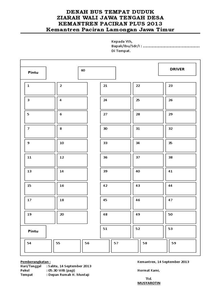 Denah Bus Tempat Duduk | PDF
