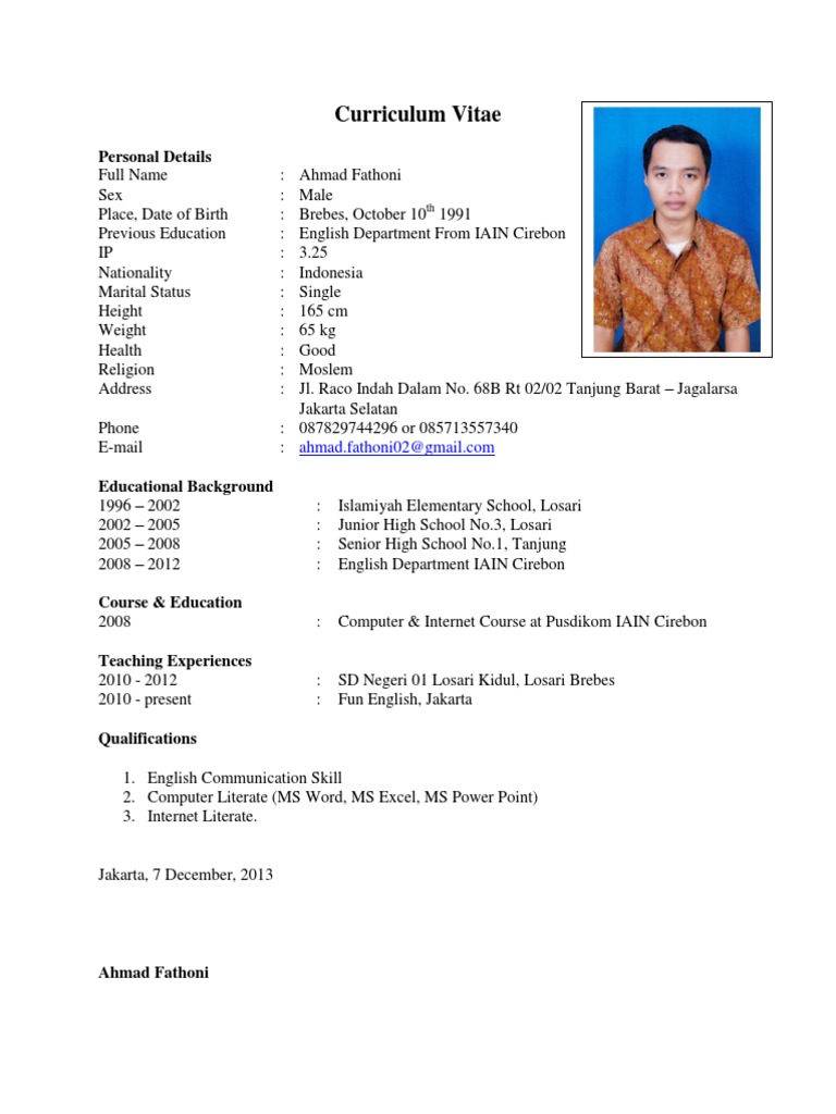 Curriculum Vitae: Personal Details | PDF | Career & Growth | Wellness