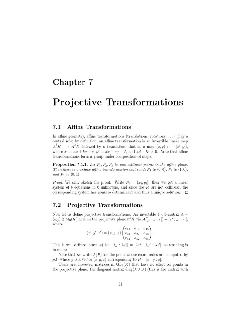 Projective Transforms | PDF | Matrix (Mathematics) | Differential Geometry