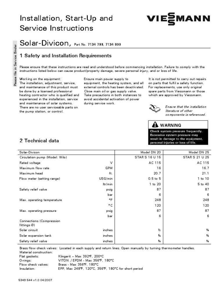 Solar Divicon Pump Station Installation Instructions | PDF | Valve ...