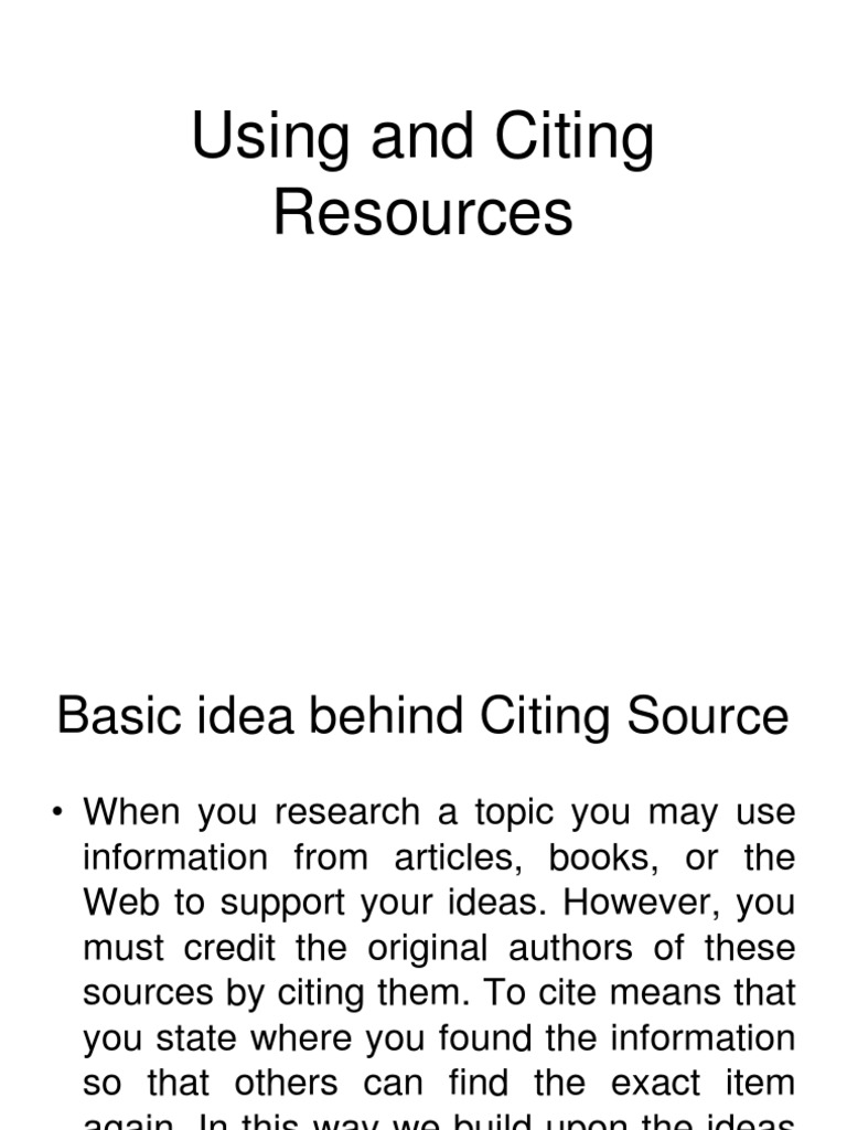 Citing Resources | Citation | Apa Style