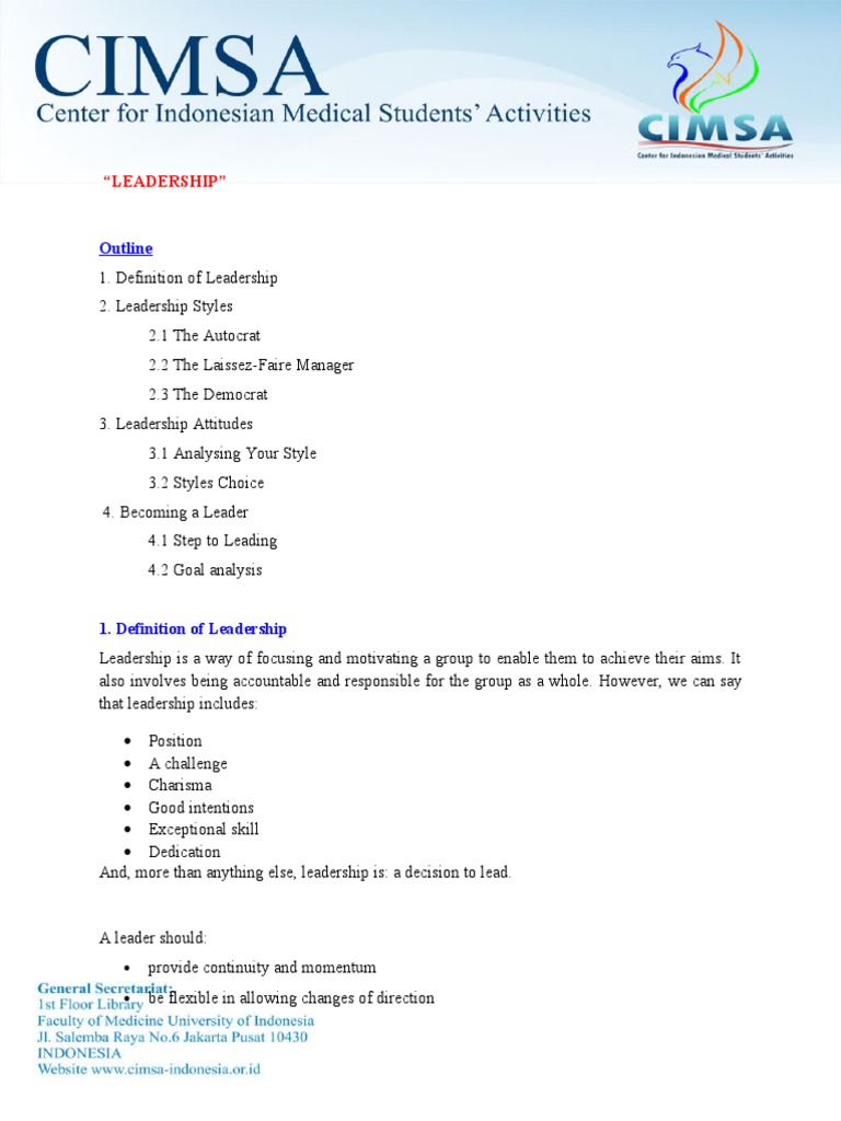 "Leadership": Outline | PDF