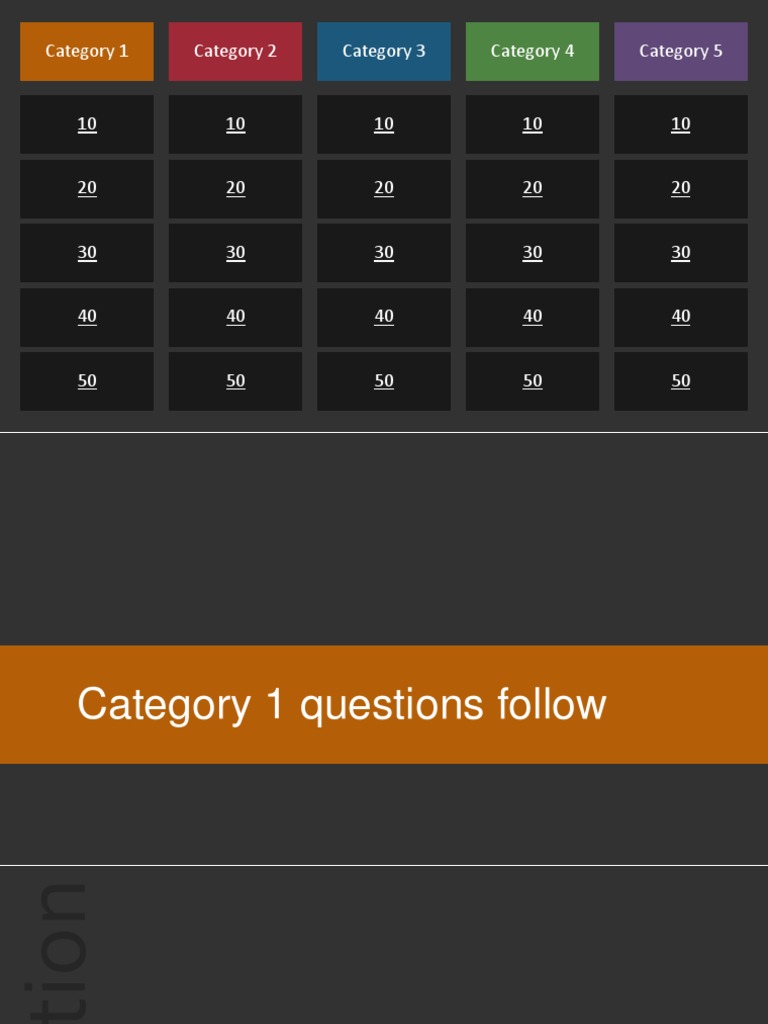 Trivia Quiz: 5 Categories, 5 Levels | PDF | Career & Growth | Sports ...