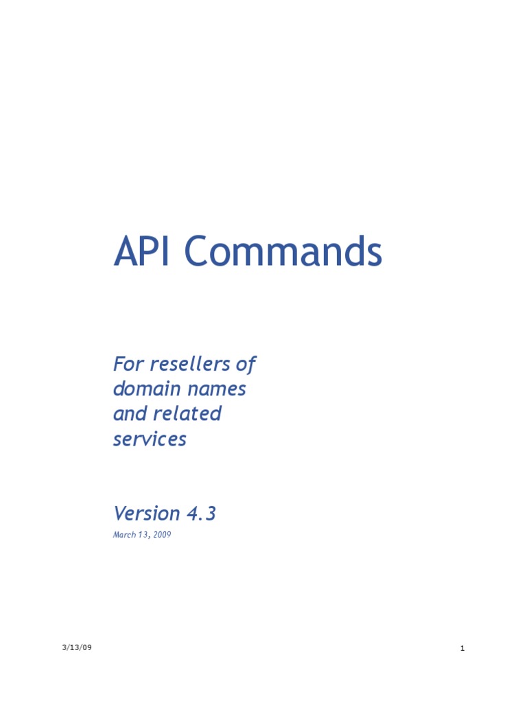 API Commands: For Resellers of Domain Names and Related Services | PDF ...
