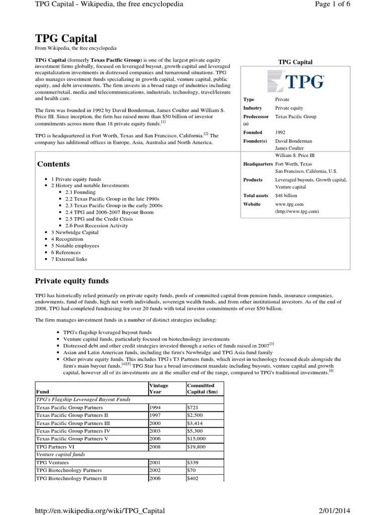 TPG Capital: Capital Funds Behind Private Equity Economic ...