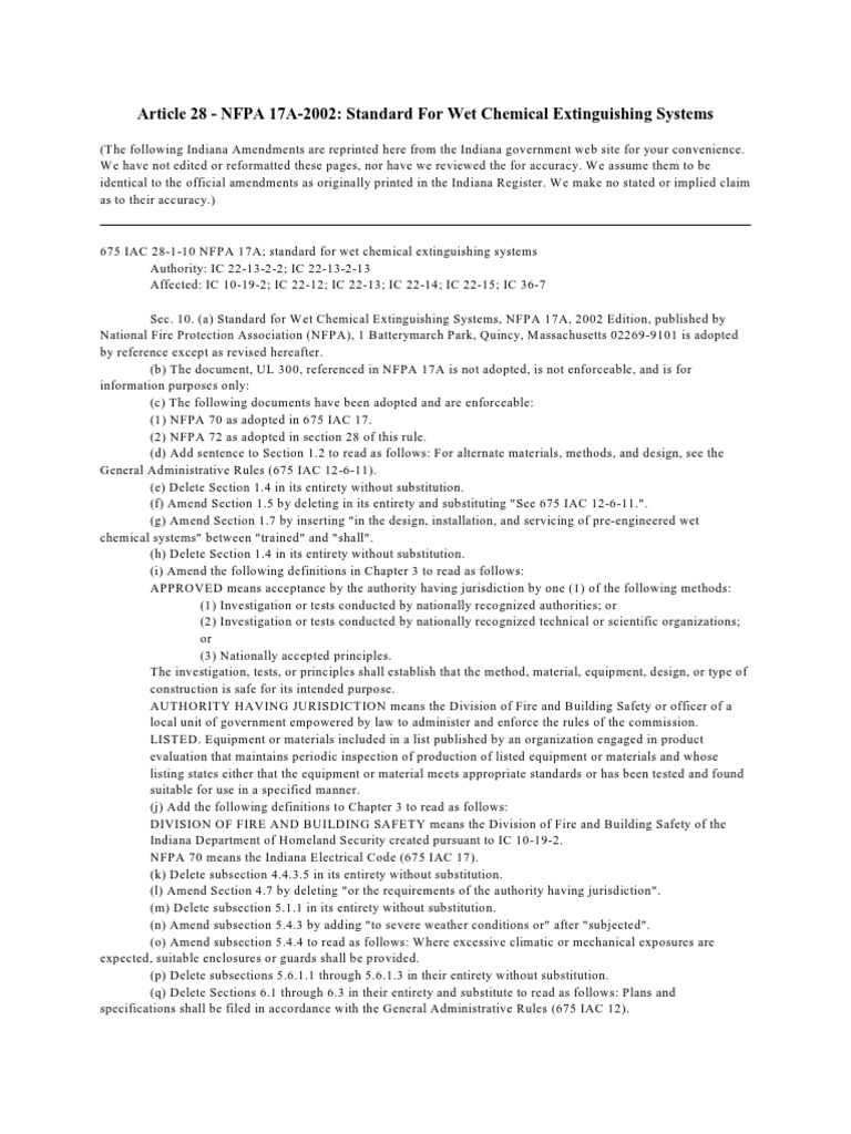 NFPA 17A-2002 Wet Chemical Standards | PDF | Safety | Government ...