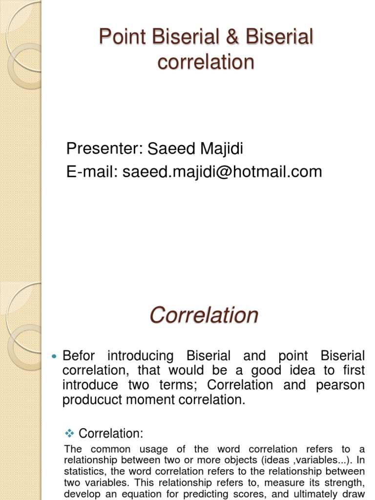 Point-Biserial and Biserial Correlation | PDF | Correlation And ...