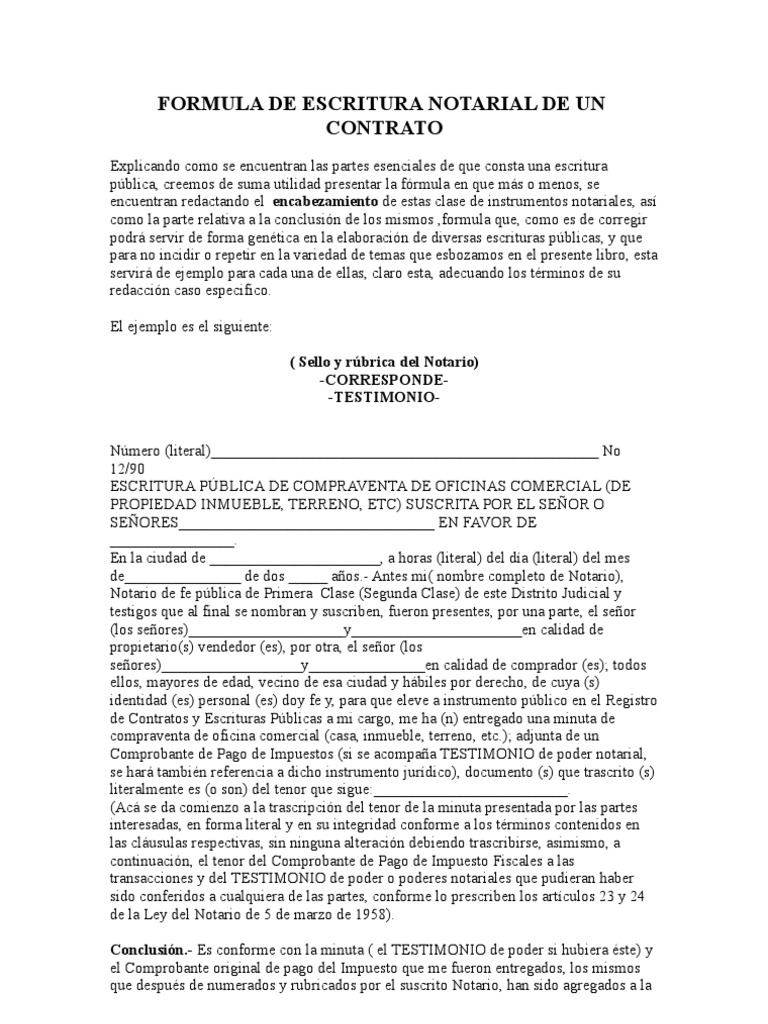 Formula de Escritura Notarial | PDF | Ley común | Información del gobierno