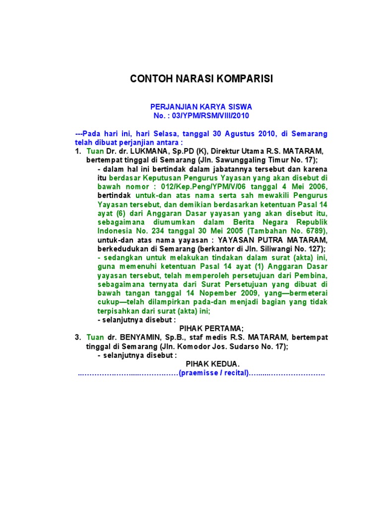 Contoh Narasi Komparisi | PDF