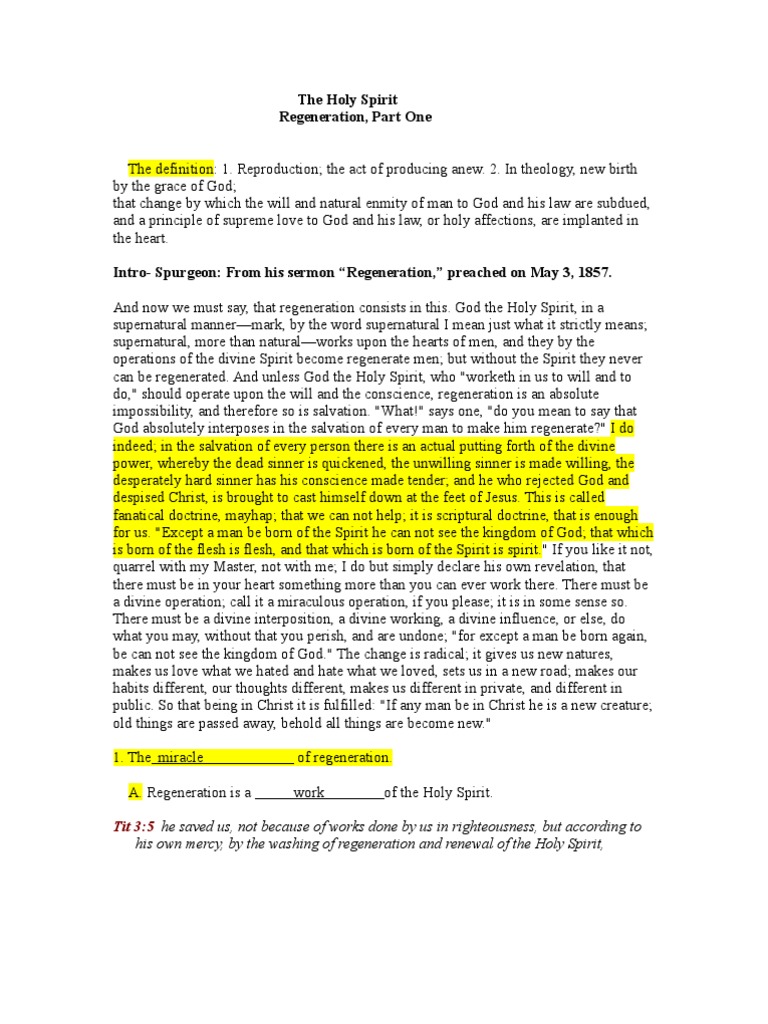 The Holy Spirit Regeneration and Sealing | PDF | Grace In Christianity ...