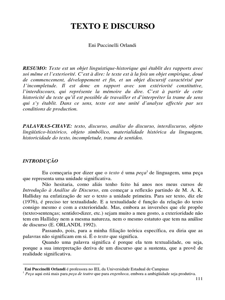 Texto e Discurso | PDF