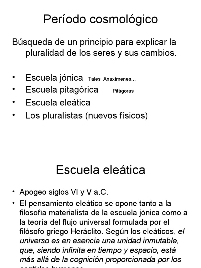 Escuela Eleática: Filosofía y Principios | PDF | Metafísica | Science