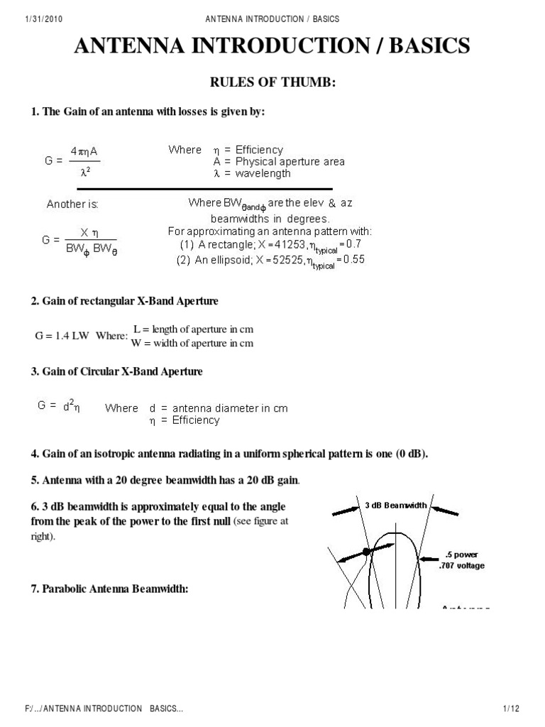 Antenna Introduction - Basics PDF | PDF | Antenna (Radio) | Radio