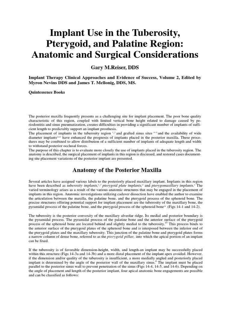 Tuberosity Implant Techniques Explained | PDF | Dental Implant ...