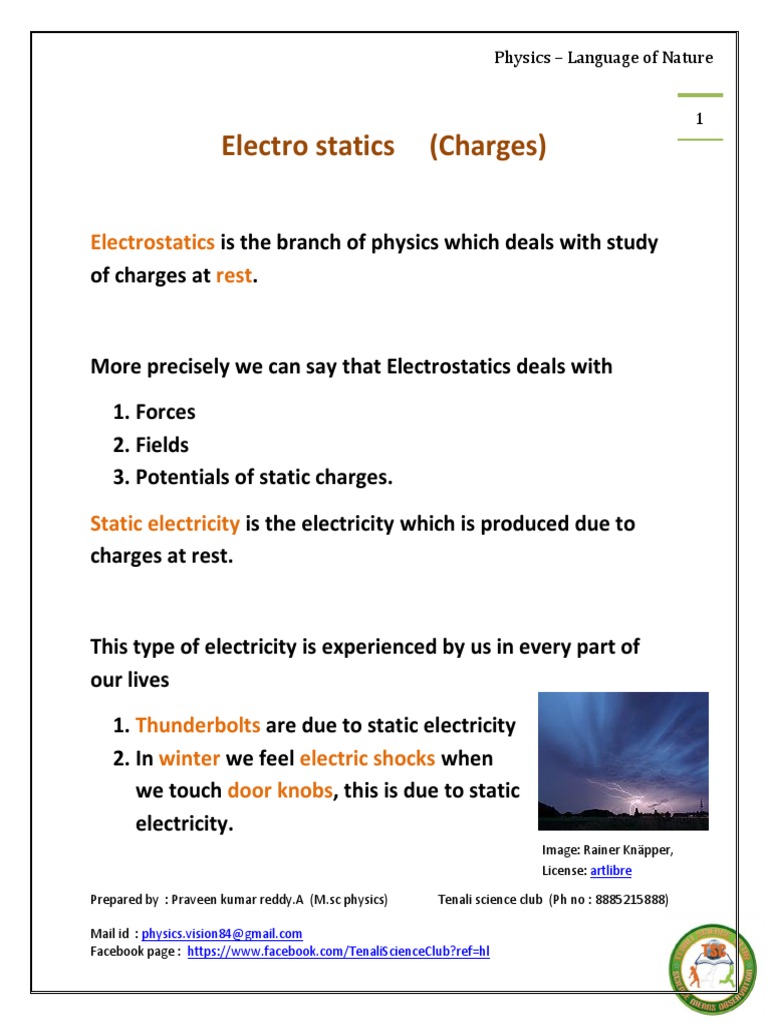 Electro Static - Charges | PDF | Electric Charge | Electrostatics