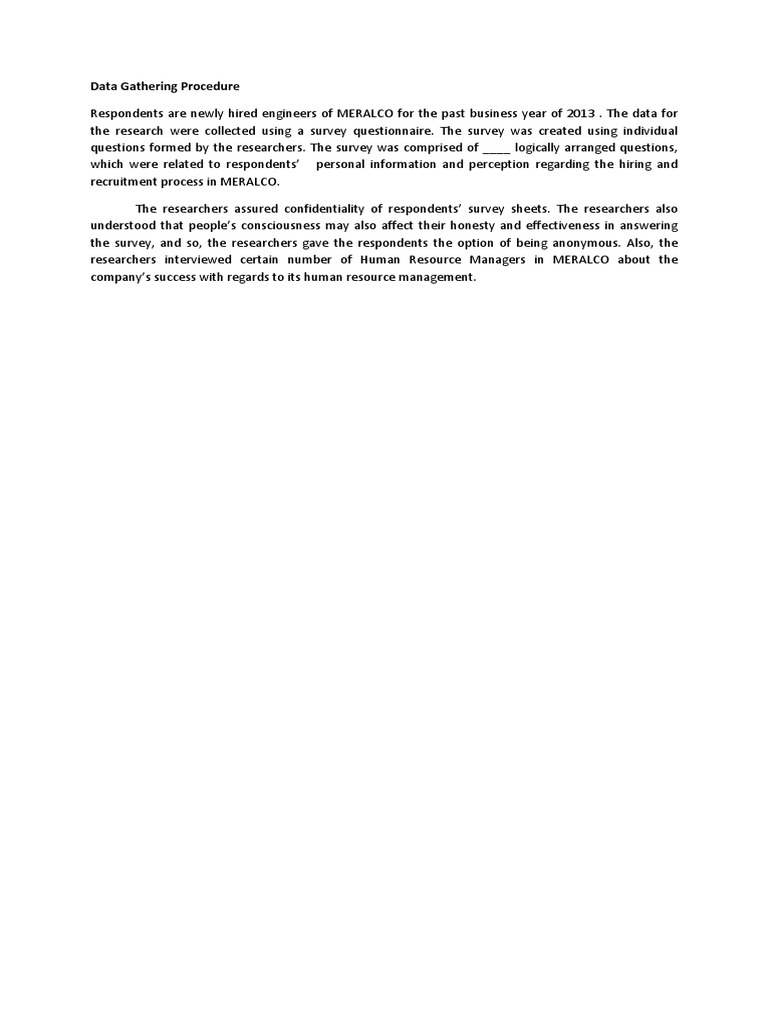 Data Gathering Procedure - MERALCO | PDF