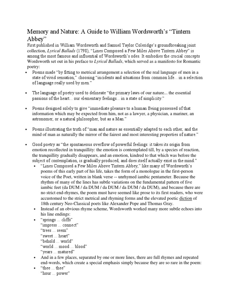 Memory and Nature | PDF | William Wordsworth | Poetry