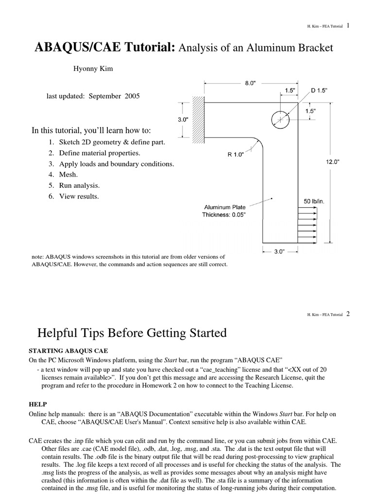 ABAQUS/CAE Tutorial for Aluminum Bracket | PDF | Finite Element Method | Elasticity (Physics)