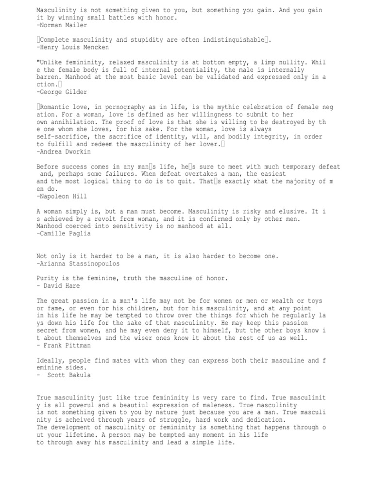 Quotes On Masculinity Pdf Masculinity Femininity