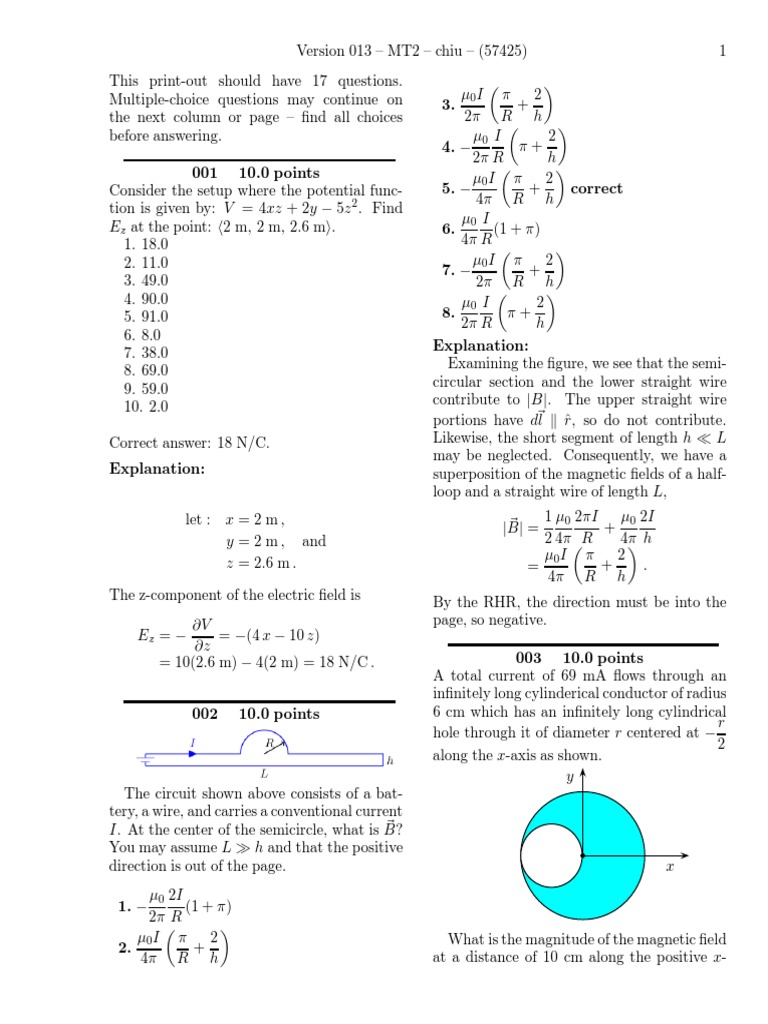 PHYSICS 303L EXAM 2 Solutions | PDF | Dielectric | Dipole