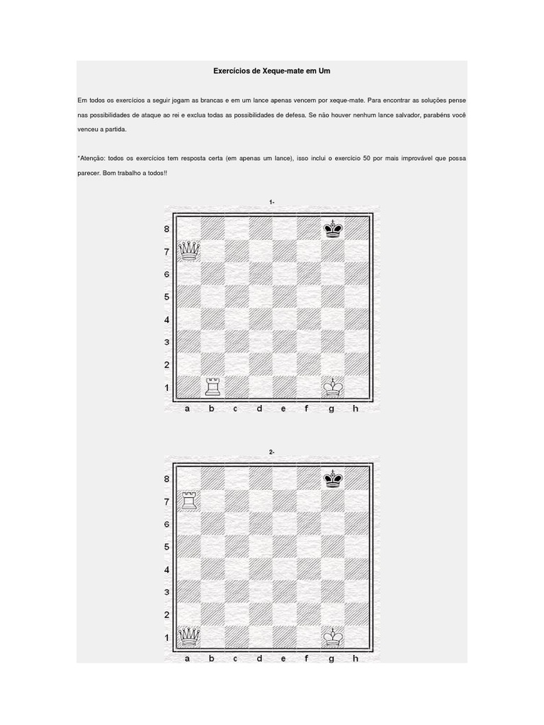 Exercícios de Xeque Mate em 1 | PDF