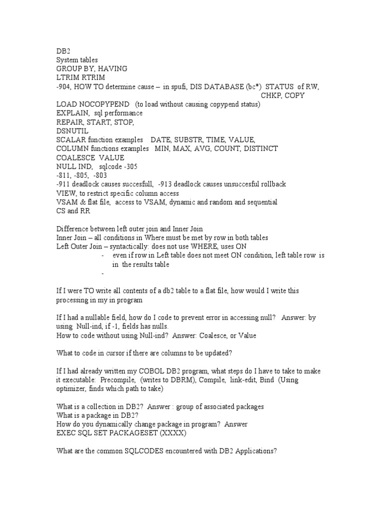 Cobol Questions | PDF | Database Index | Sql