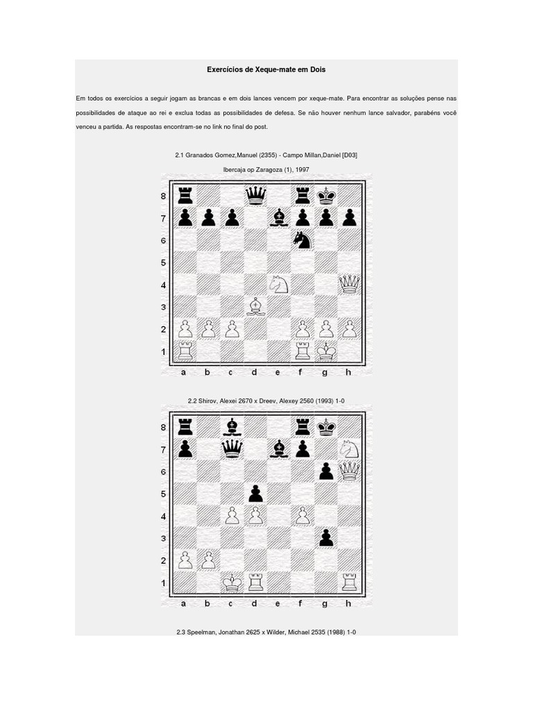 Exercícios de Xeque Mate em 2 | PDF