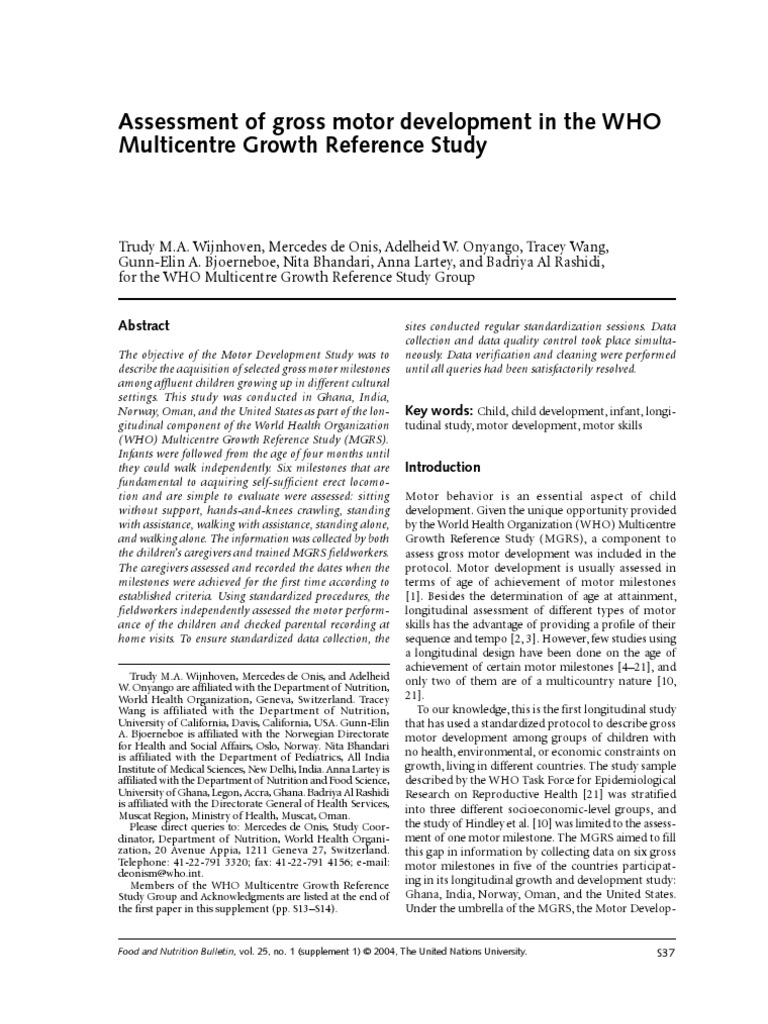 Assessment of Gross Motor Development | PDF
