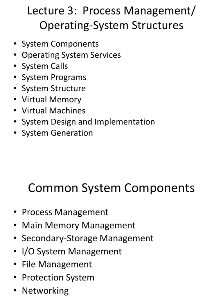 Lecture 3 Process Management Operating-System Structures | PDF | Operating System | Computer ...
