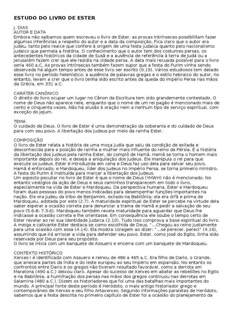 Estudo do Livro de Ester | PDF | Livro de Ester | Ester