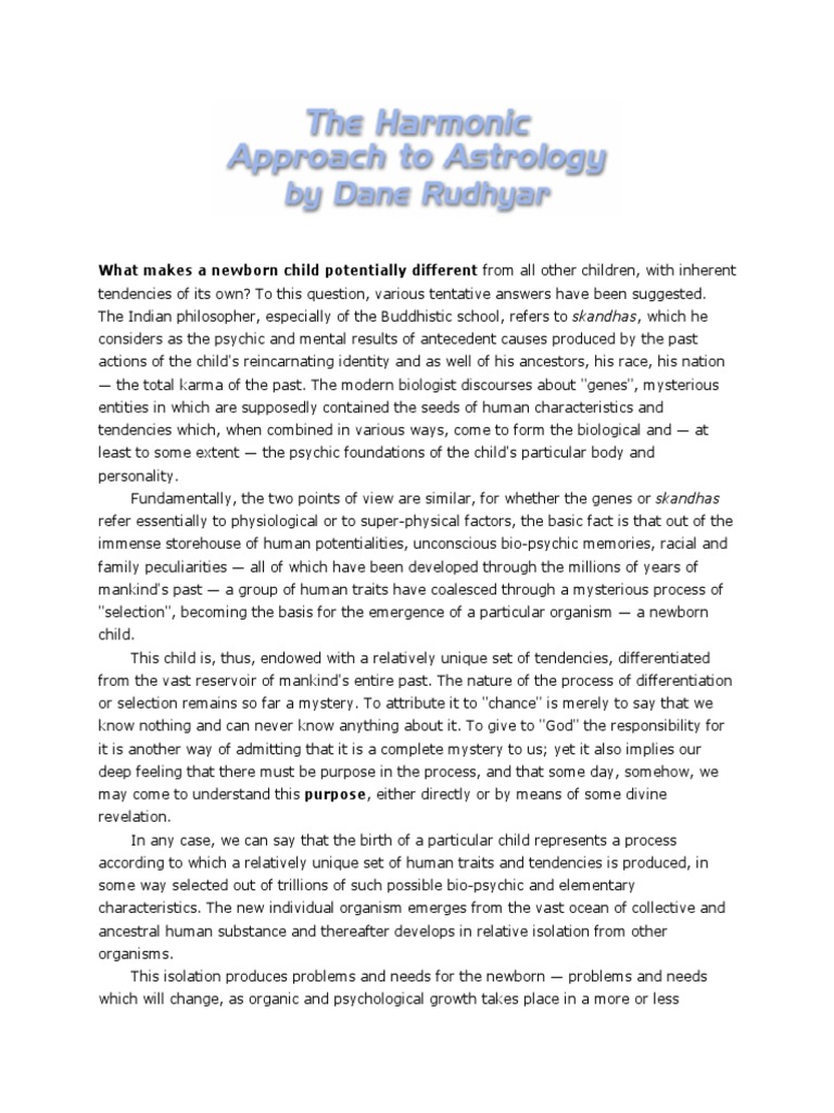 Dane Rudhyar - The Harmonic Approach To Astrology | PDF | Astrology ...