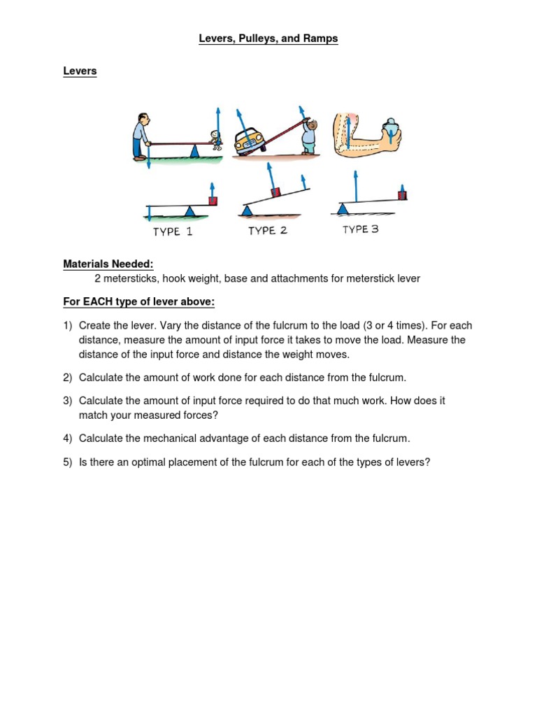 9 Lab - Levers Pulleys Inclined Planes | PDF | Lever | Equipment