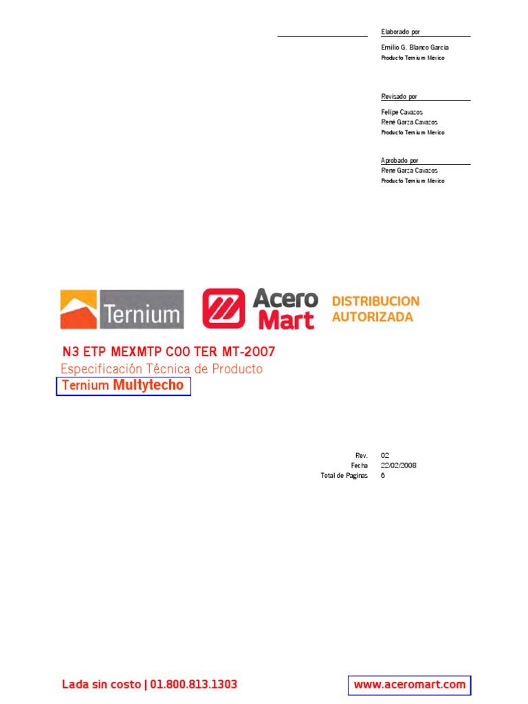 Ficha Tecnica Multytecho MultyPanel Ternium | PDF | Naturaleza